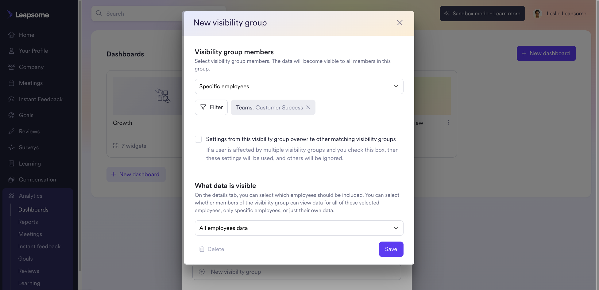 Creating dashboards in Analytics – Leapsome